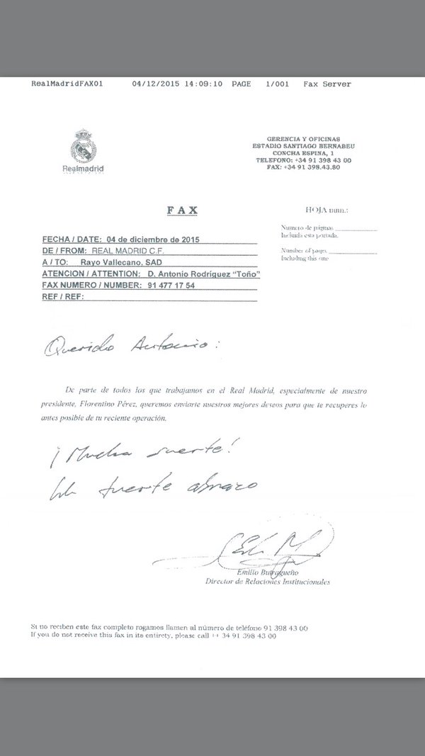 El Real Madrid sí tiene fax - Futbol Sapiens