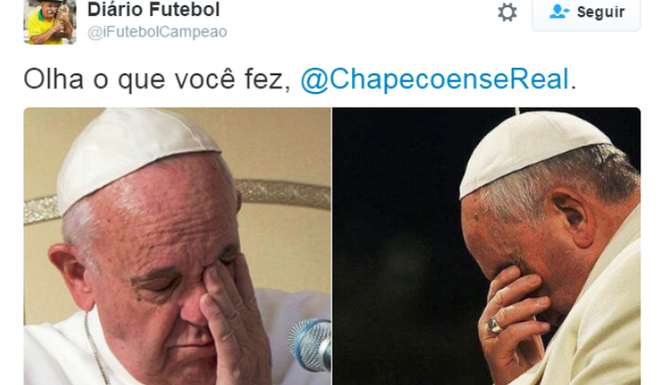 Las burlas del Chapecoense al Papa Francisco, hincha de San Lorenzo