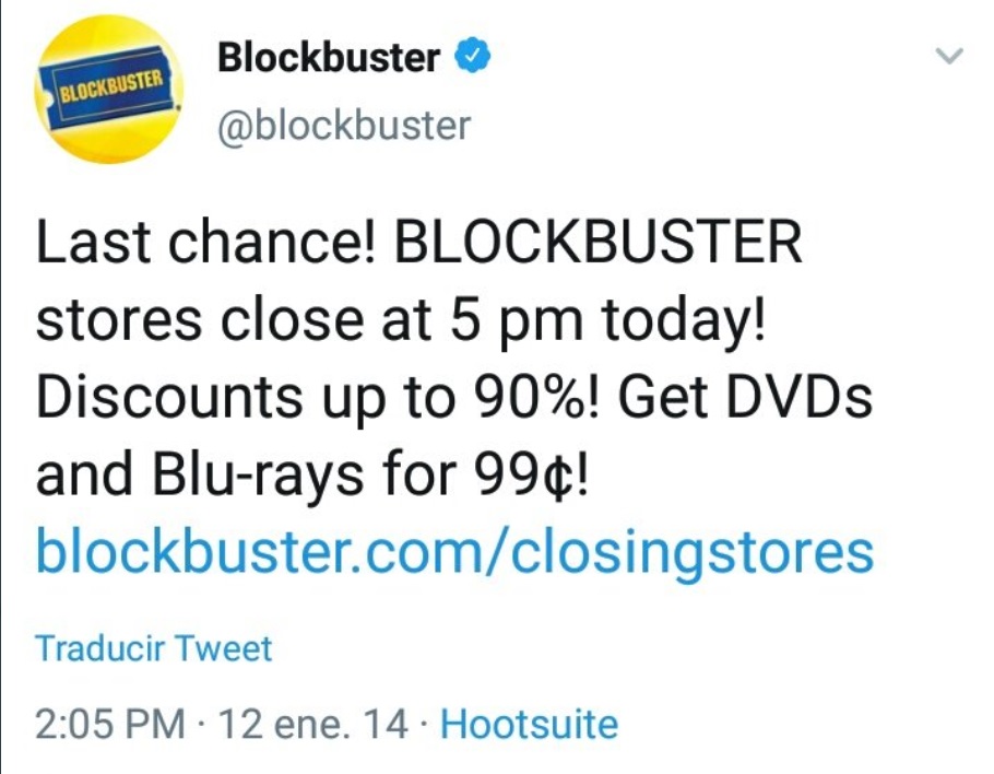 Blockbuster volvió a tuitear después de 6 años y desata reacciones ...
